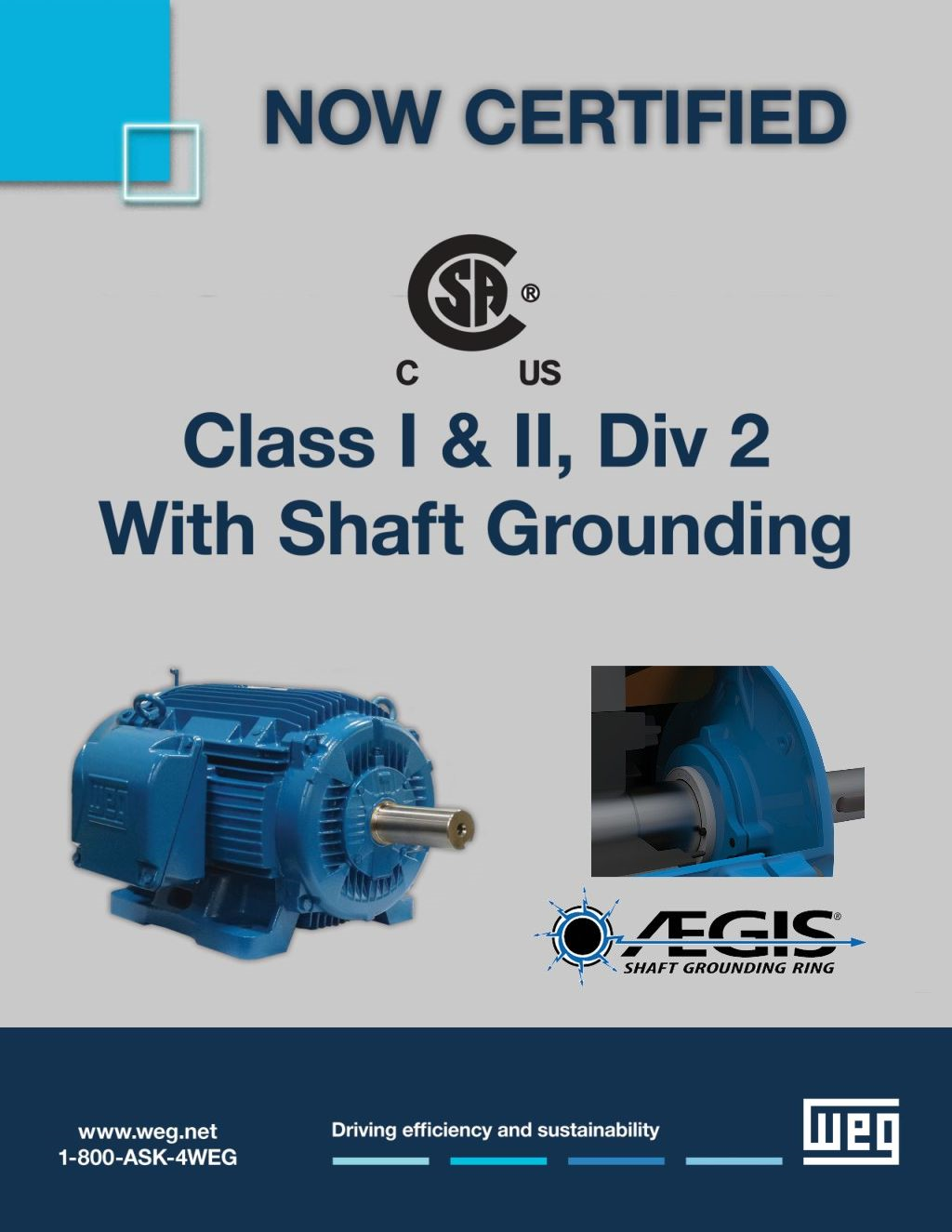 WEG Class I Division 2-certifiable Motors | Shaft Grounding